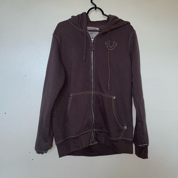 True Religion | Sweaters | True Religion Brown Zipup Hoodie | Poshmark